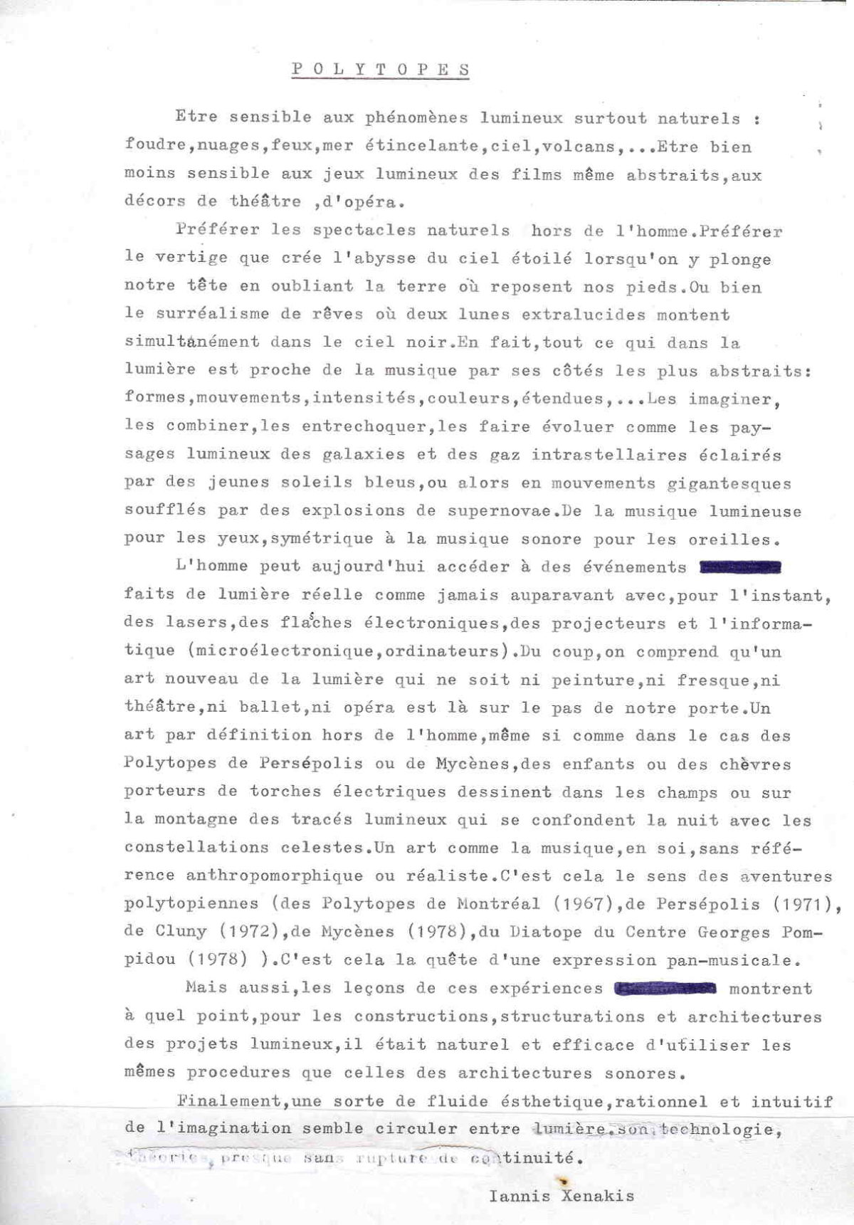 Polytopes – Iannis Xenakis